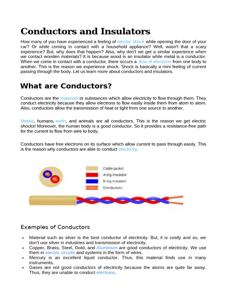 Insulator & Conductors (Gen - Physics) | PDF | Electrical Conductor ...