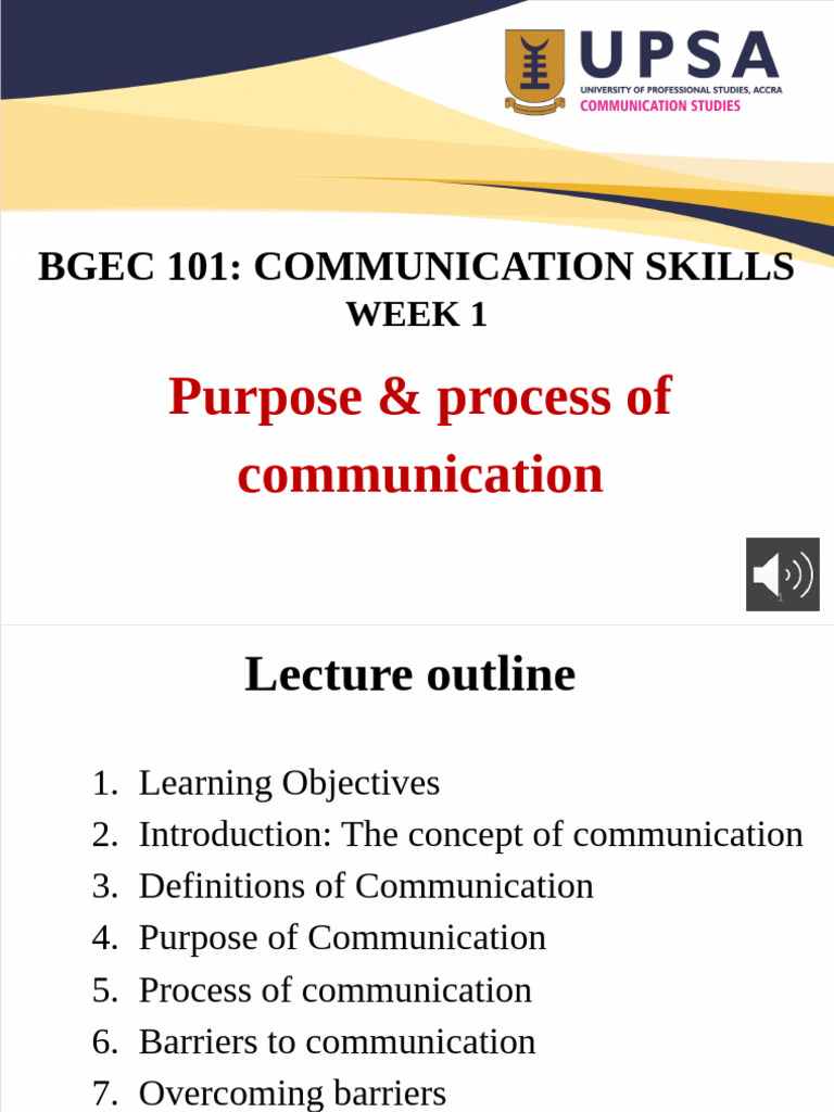 BGEC101-25-WEEK 1B-Purpose and Process of Communication | PDF ...