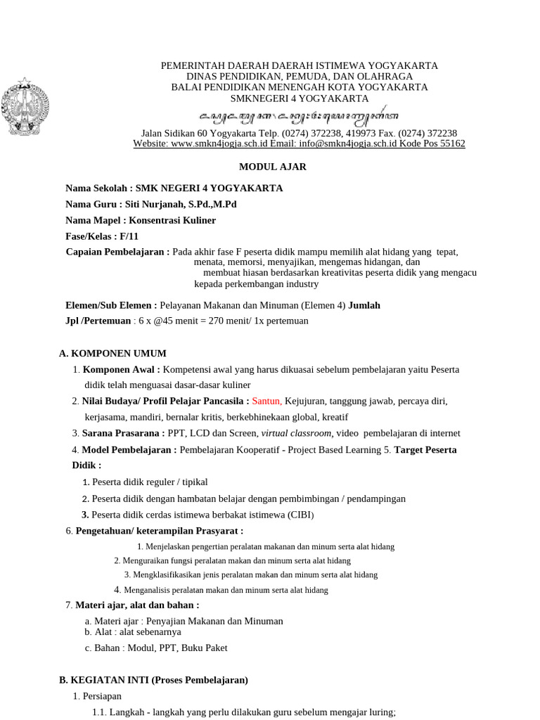 9 - Contoh Modul Ajar Peralatan | PDF