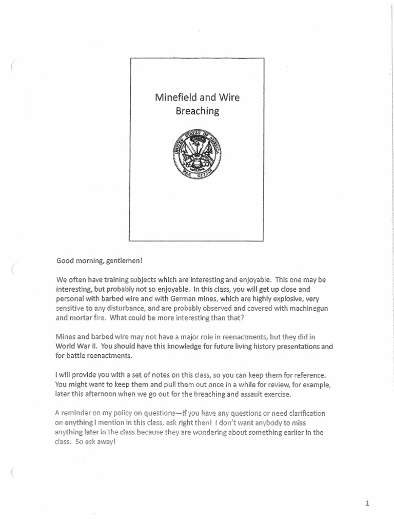 Minefield and Wire Breaching | PDF | Land Mine | Explosive Weapons