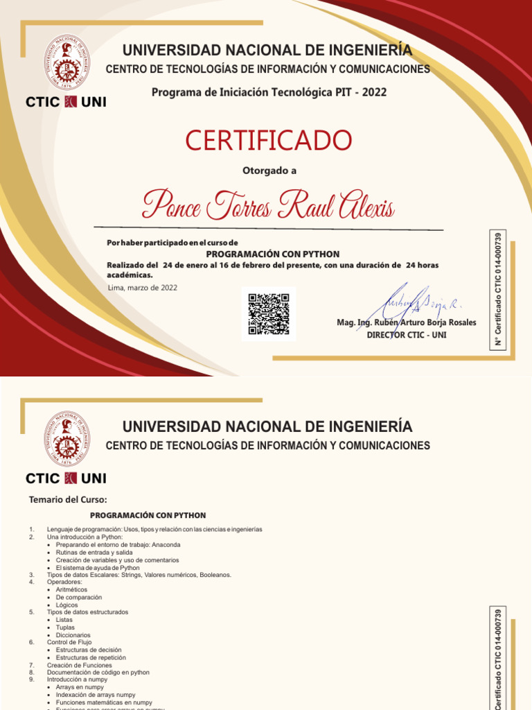 Certificado Curso Python 2022 | PDF