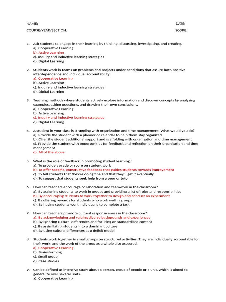 Ped 5 Questionnaire | PDF | Educational Technology | Inquiry Based Learning