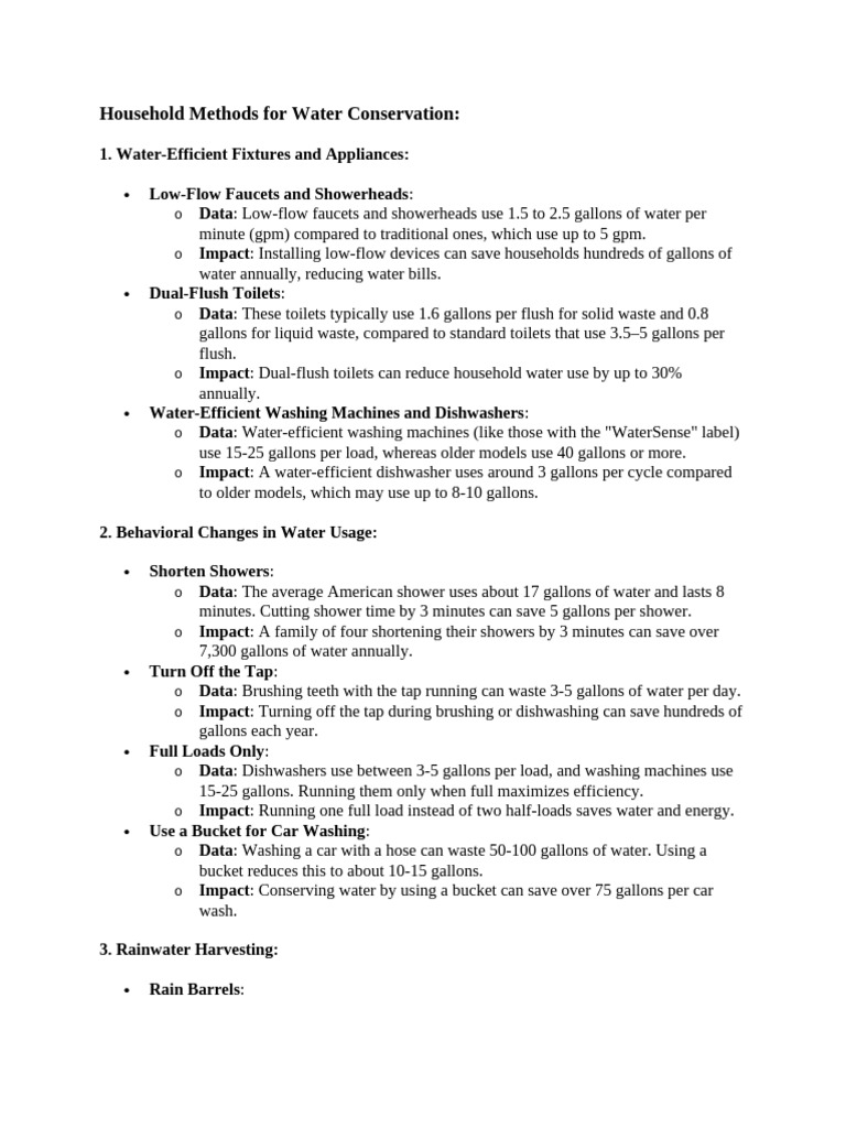 Household and Mass Usable Methods For Water Conservation | PDF | Water ...