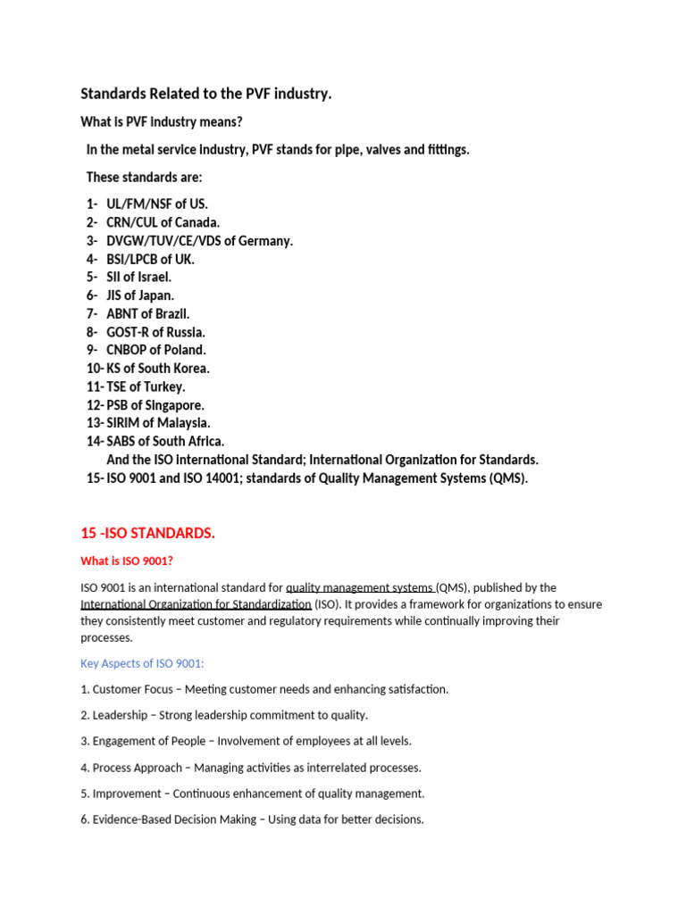 PVF Industry Standards Overview | PDF