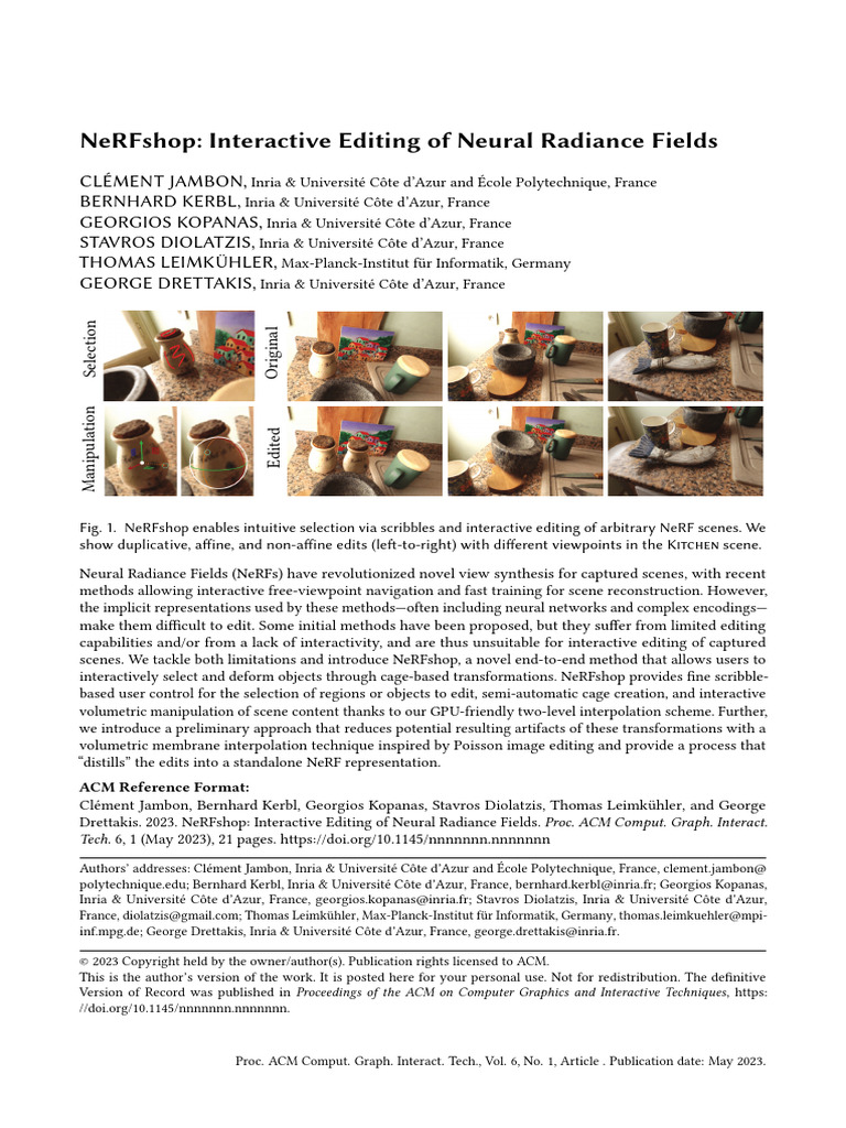 NeRFshop - Interactive Editing of Neural Radiance Fields | PDF | Rendering (Computer Graphics ...