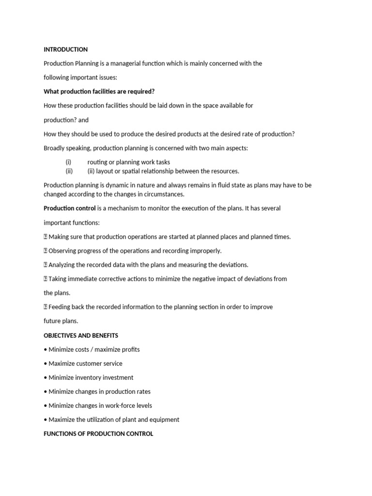 INTRODUCTION To Production Control | PDF | Mass Production | Inventory