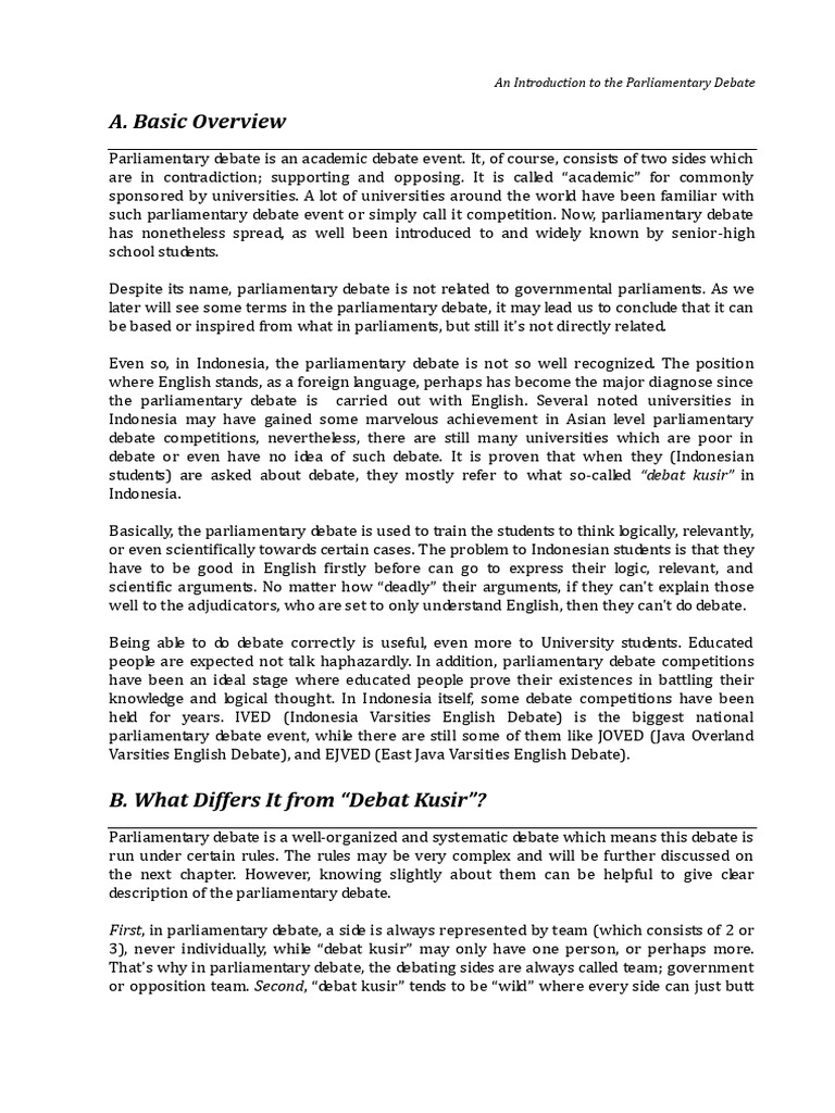 Understanding Parliamentary Debate Basics | PDF