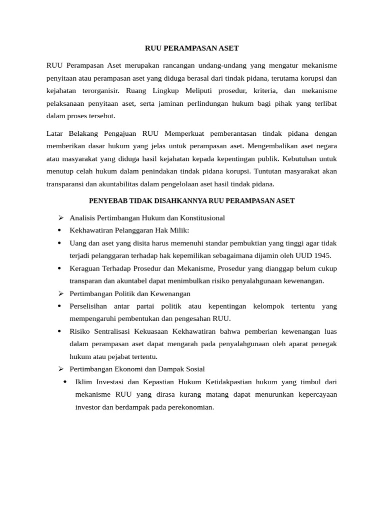Ruu Perampasan Aset | PDF