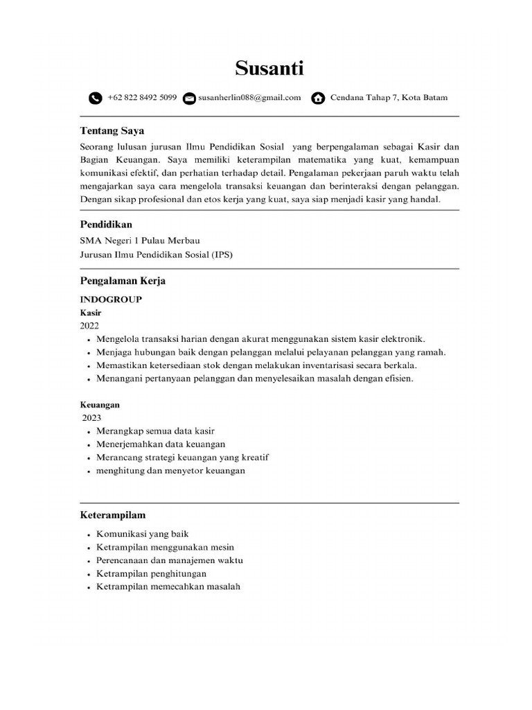 Surat Lamaran Kerja Fix | PDF