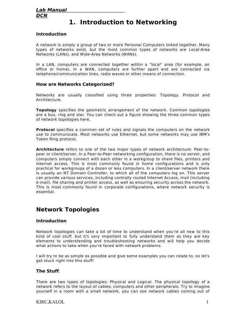 Computer Network Lab Manual Pdf Network Topology Network Switch
