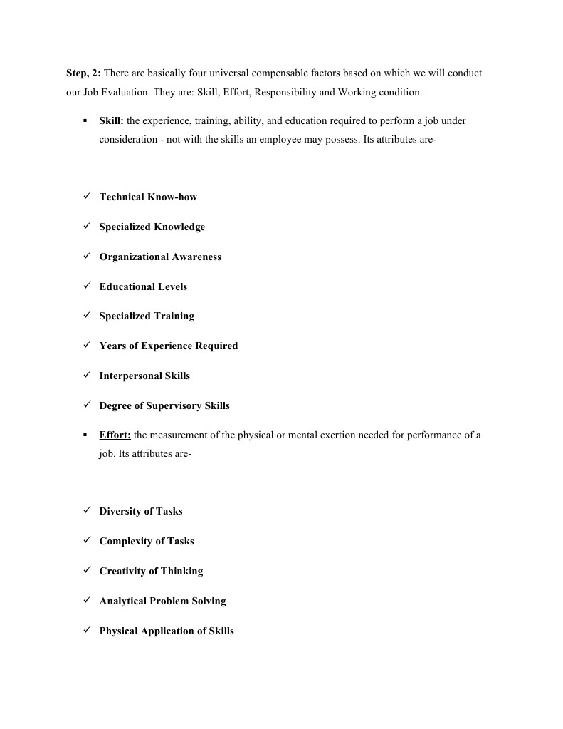 Job Evaluation, Point Method | Employment | Leadership