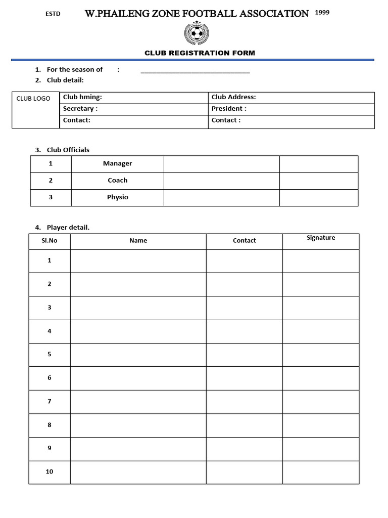 Club Registration Form | PDF