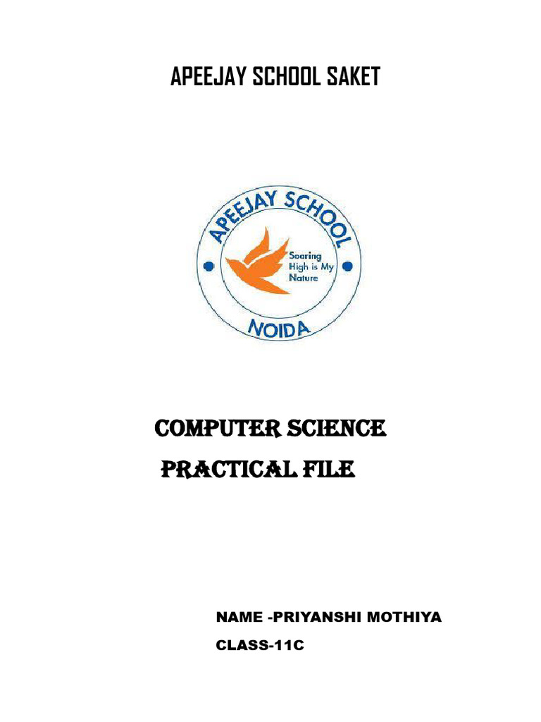 Computer Science Practical File 11C | PDF