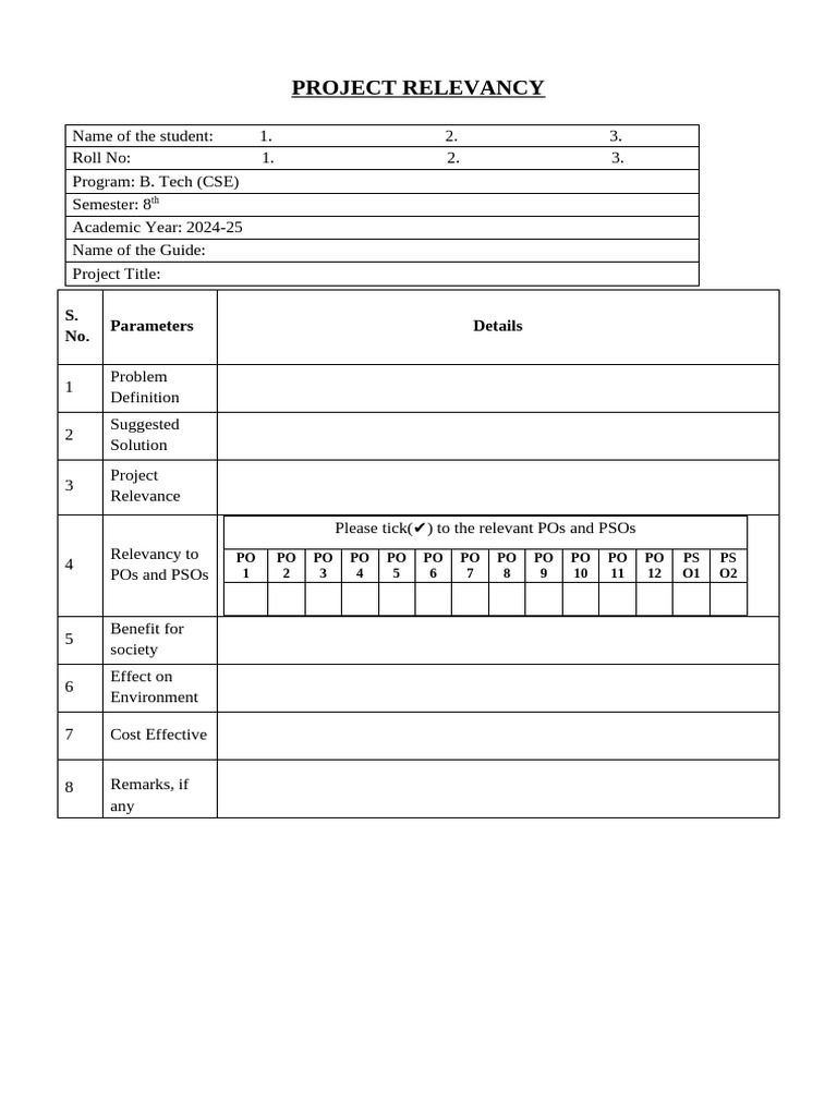 Project Relevancy Report | PDF