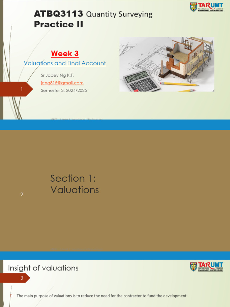 3 ATBQ3113 (2025) - Week3 (Valuation) | PDF | Business | Private Law
