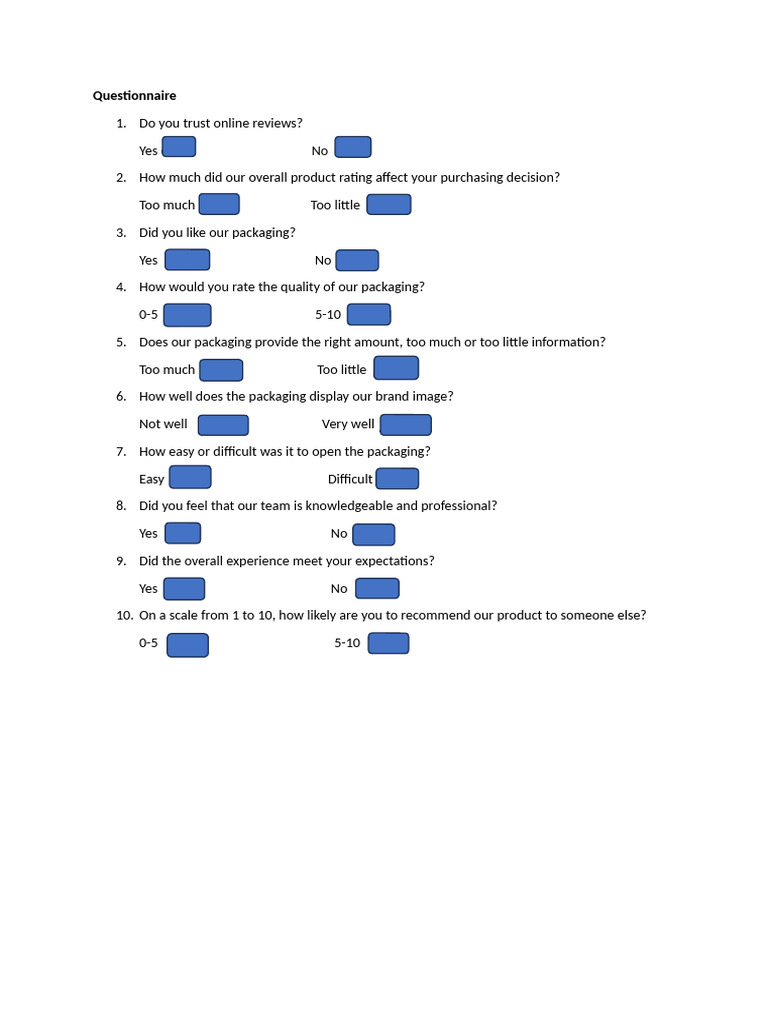 Customer Feedback Questionnaire Template | PDF