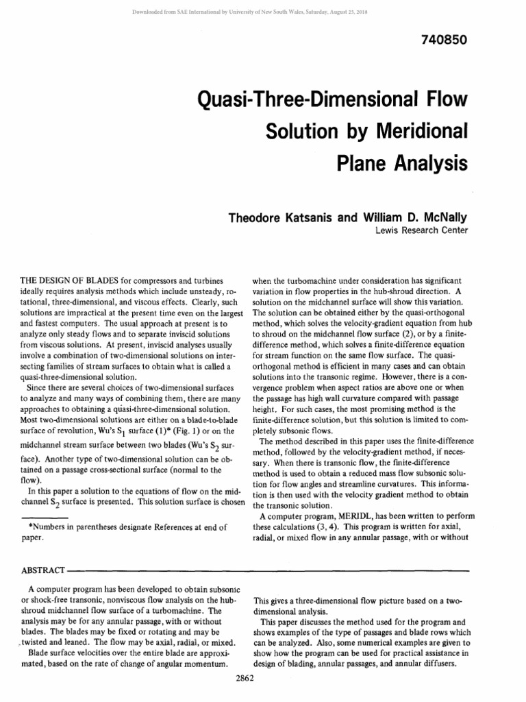 Quasi-3D Flow Analysis for Turbomachines | PDF | Fluid Dynamics | Turbine