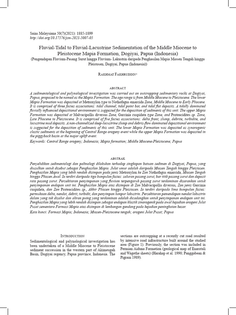 Fluvial-Idal To Fluvial-Lacustrine Sedimentation of The Middle Miocene To Pleostocene Mapia ...