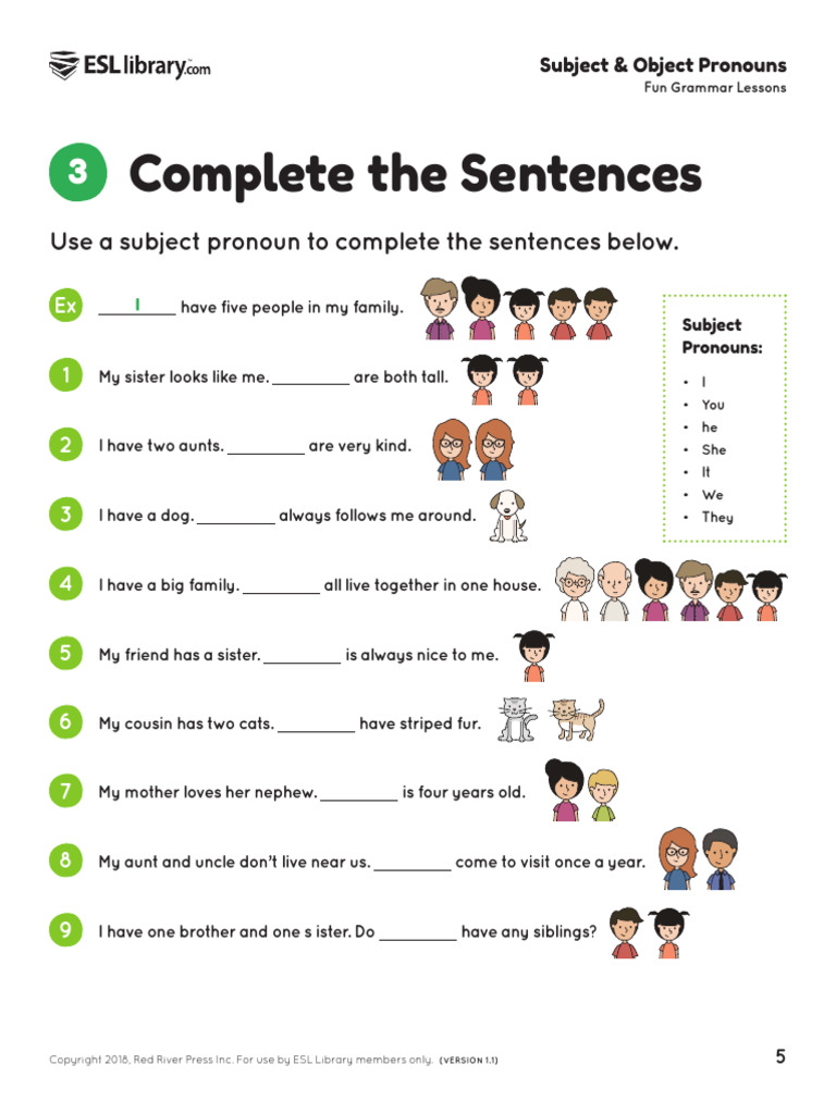 Subject & Object Pronouns | PDF | Subject (Grammar) | Lunch