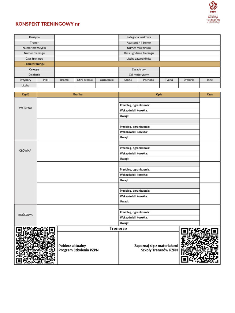 Konspekt Treningowy UEFA B | PDF