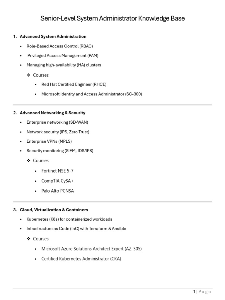 Senior-Level System Administrator | PDF | Computer Science | Information Technology Management