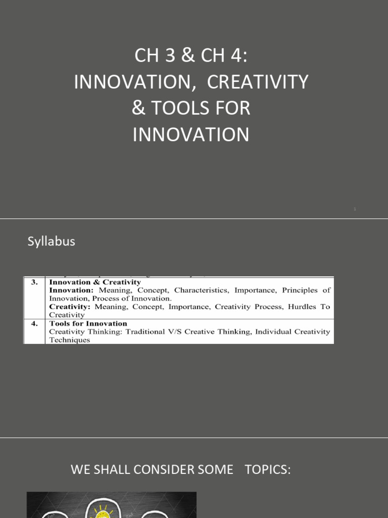 Unit 3 4 Innovation Creativity Tools For Innovation Pdf