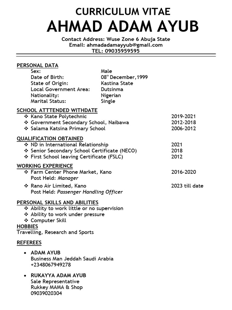 Ahmad Adam Ayub CV (1) 2 | PDF