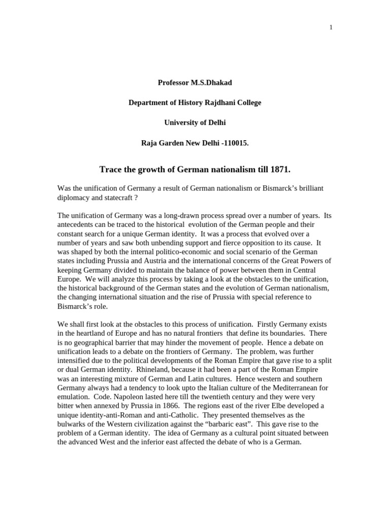Growth of German Nationalism to 1871 | PDF | German Empire | Otto Von ...