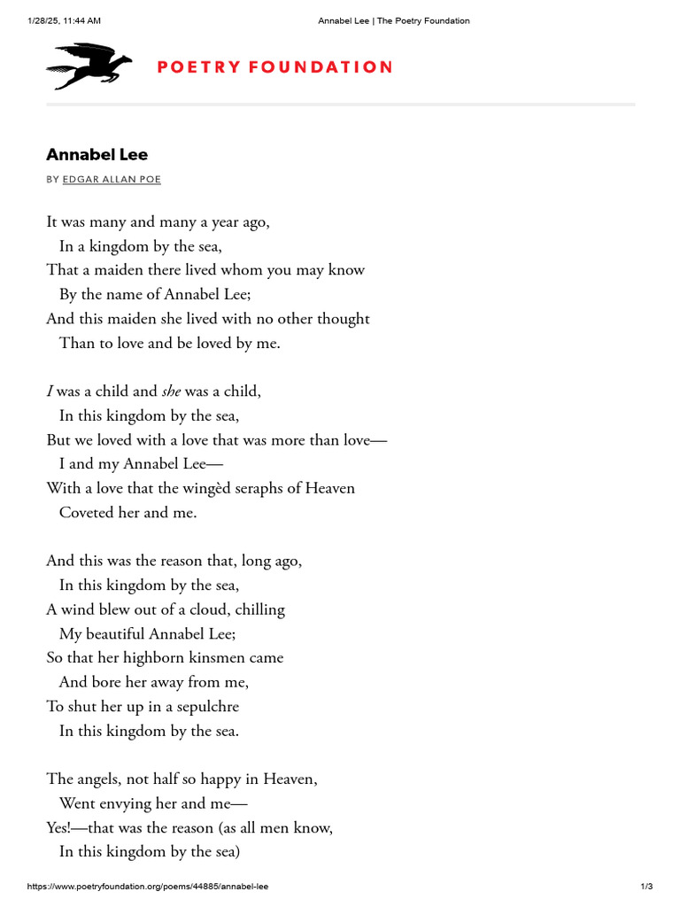 3 Annabel Lee - The Poetry Foundation | PDF