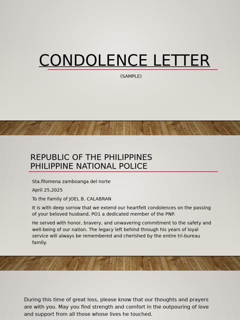 Condolence Letter | PDF