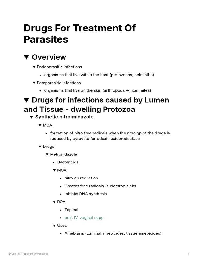 Drugs_For_Treatment_Of_Parasites_ | PDF | Human Diseases And Disorders ...