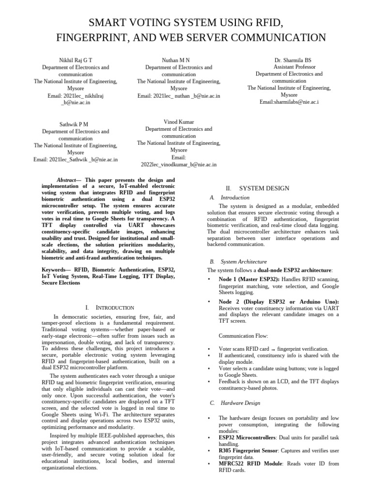 Fingerprint-Based Vote Marking System For Elector Identification | PDF | Biometrics | Authentication