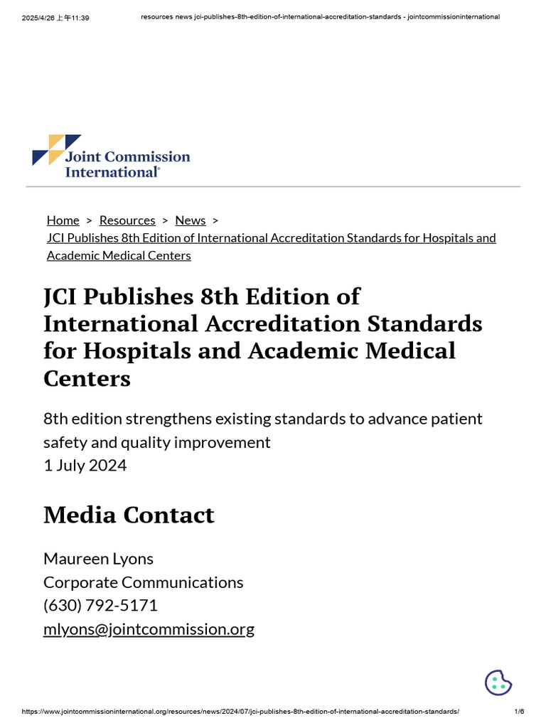 Resources News Jci-Publishes-8th-Edition-Of-International-Accreditation ...