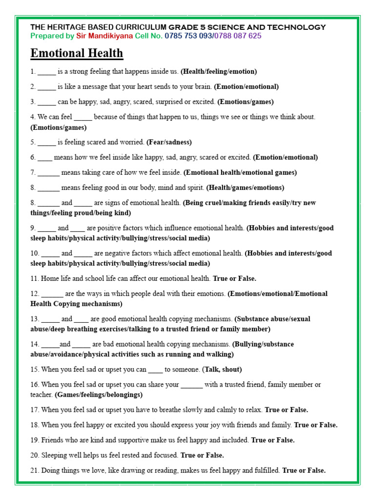 Grade 5 Emotional Health Curriculum | PDF | Feeling | Emotions