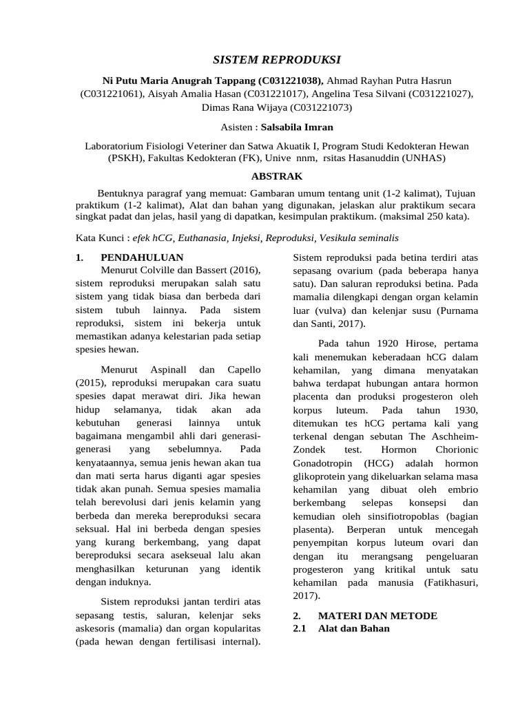 Laporan - Fisiologi - Veteriner - Dan - Satwa - Akuatik 2 (Maria) - 2 | PDF