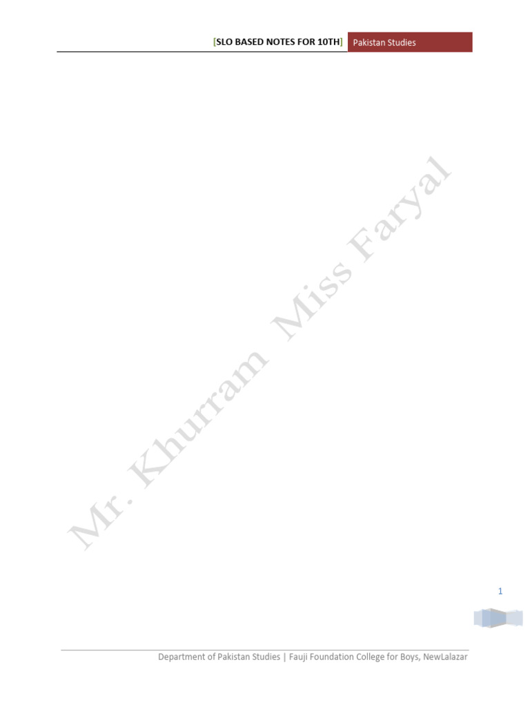 SLO based 10th notes 2024 | PDF | Muhammad Zia Ul Haq | Pakistan