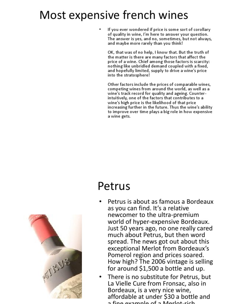 Expensive French Wines | PDF | Wine | Crops Originating From Europe
