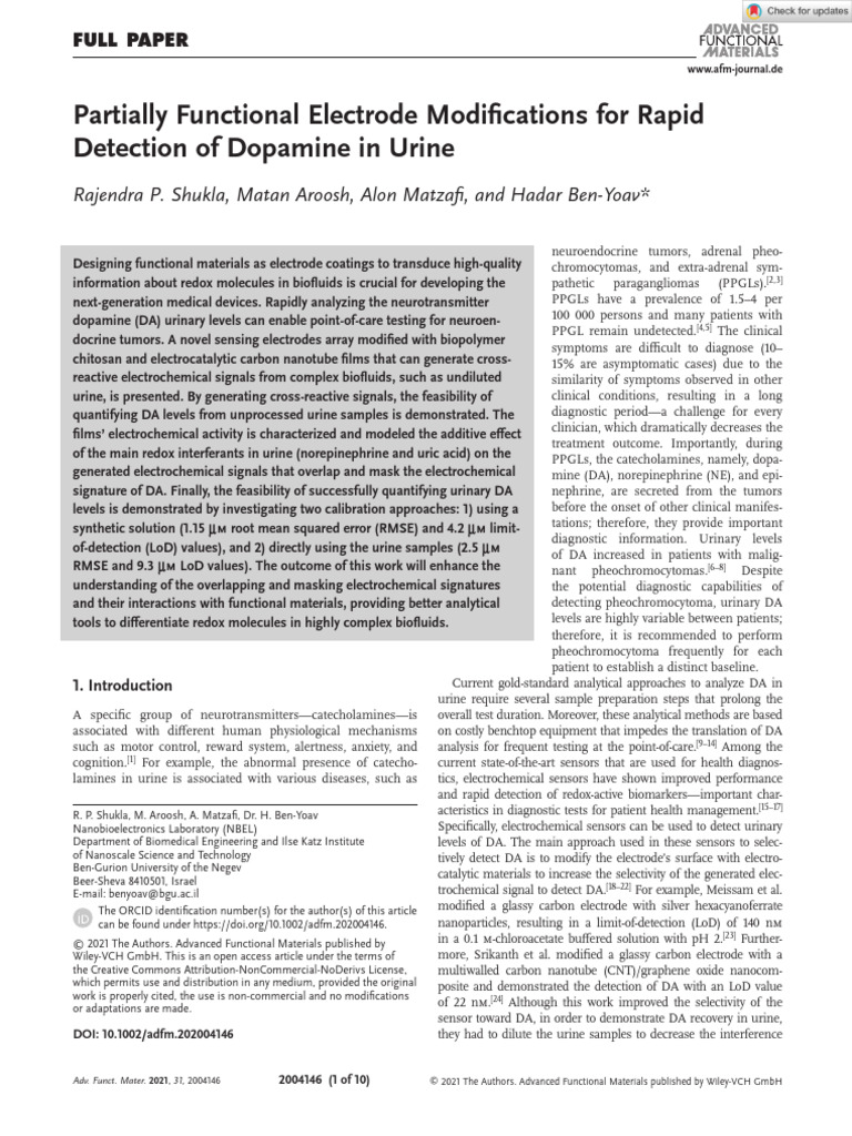 Adv Funct Materials - 2021 - Shukla - Partially Functional Electrode ...