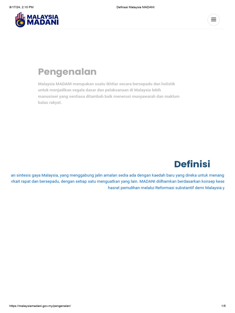 Definasi Malaysia MADANI | PDF