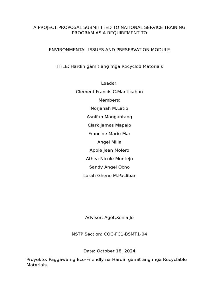 NSTP Project Proposal | PDF