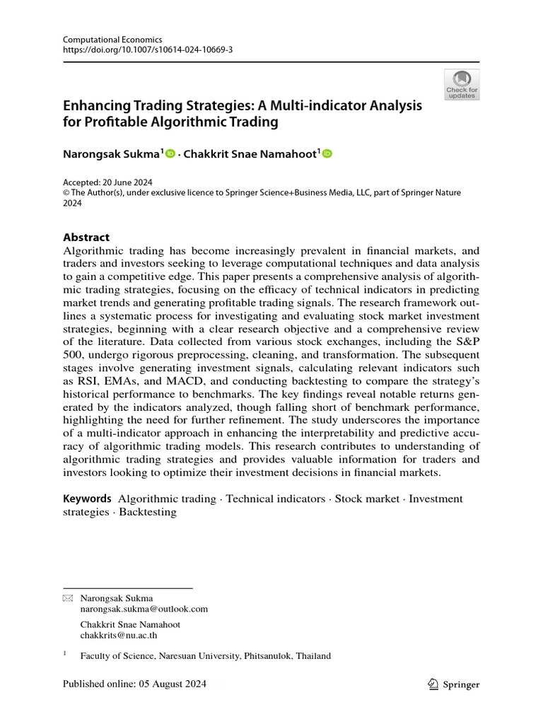 Enhancing Trading Strategies A Multi-Indicator Analysis For Profitable ...