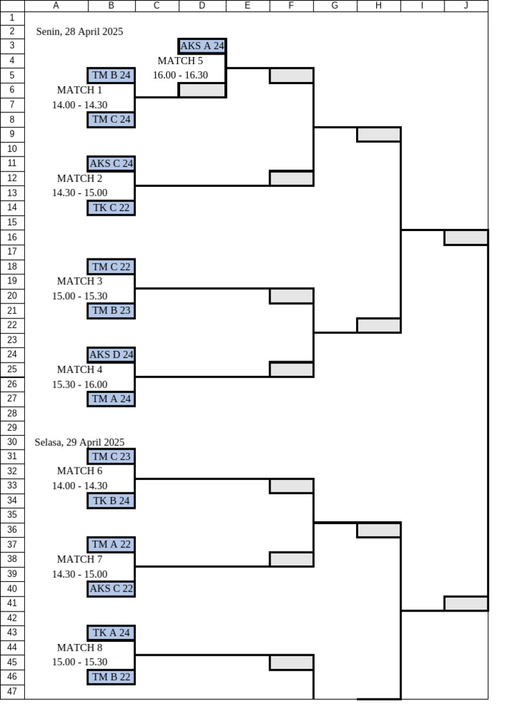 Bagan Mini Soccer Match Schedule | PDF