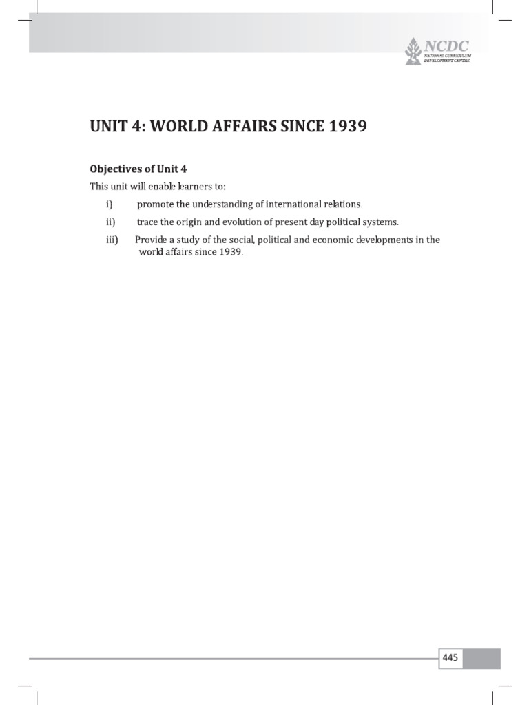History Paper 4 WORLD AFFAIRS SINCE 1939 | PDF