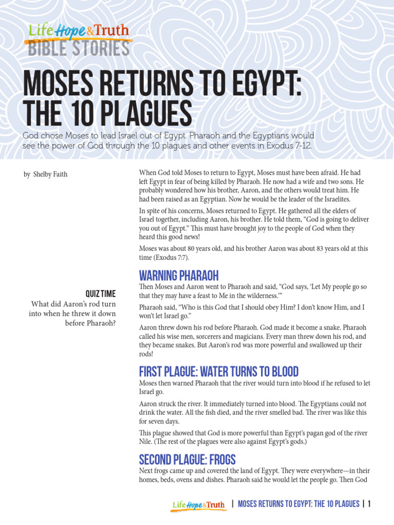 Moses Returns To Egypt The 10 Plagues | PDF | The Exodus | Moses