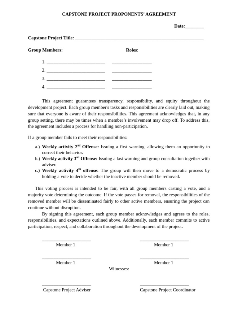 Capstone Project Agreement Template | PDF