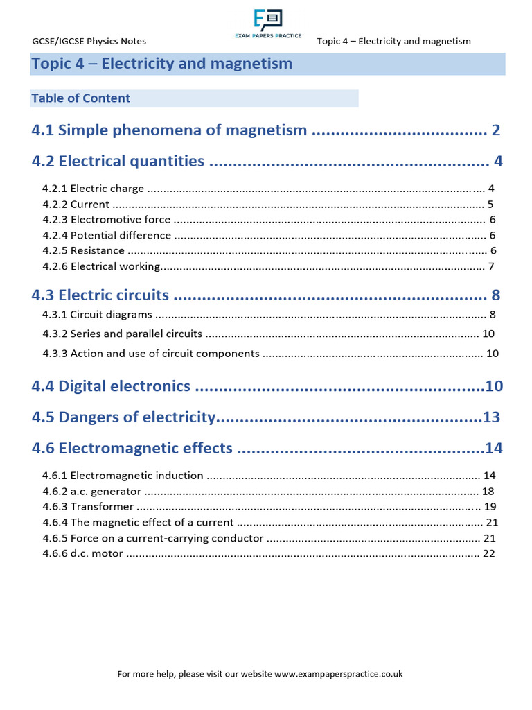Topic 4 - Electricity and Magnetism 1 | PDF | Inductor ...