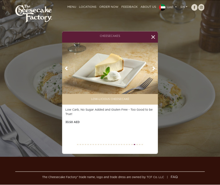 Cheesecake Factory UAE Menu FAQs | PDF