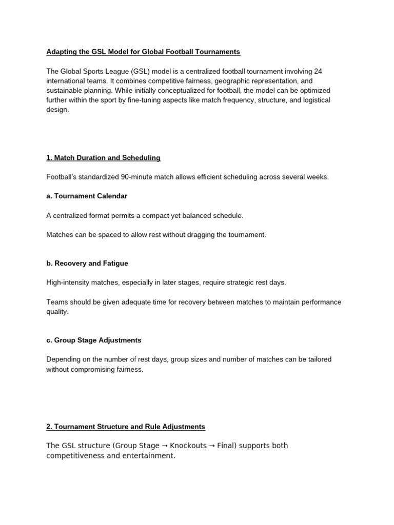 Adapting The GSL Model For Global Football Tournaments | PDF ...