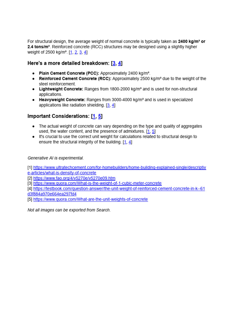Concrete Weight and Density Overview | PDF