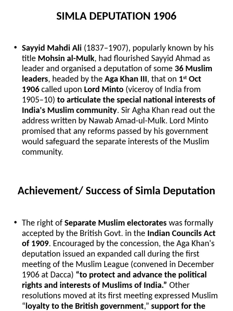 Simla Deputation PPT Edexcel | PDF | South Asia | British India